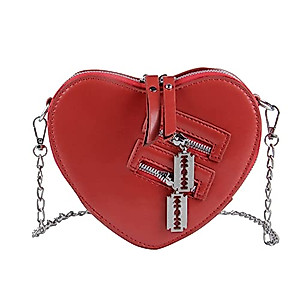 LUI SUI Women Red Heart Purse Cute Love Heart Shape Girls Shoulder Handbag Mini Clutch Chain Purse Chic Tote