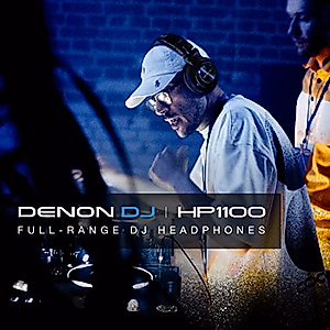 Denon DJ HP1100 | Professional Over-Ear DJ Headphones with 180-degree Cup Swivel & Leather Carry Bag (53mm driver / 3500mW input)