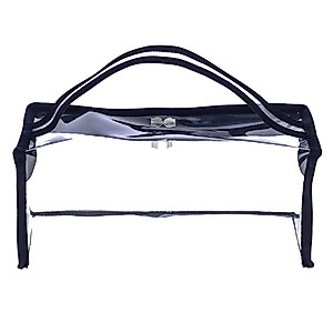 Jula Vance Small Rectangular Clear PVC Makeup Bag Make Up Artist Tool Organizer Pouch Bag Transparent Vinyl Cosmetic Bag Actor Bag with Handle