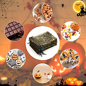 G2PLUS Halloween Organza Drawstring Bags, 50PCS Halloween Organza Bags 4x6, Sheer Organza Pouches, Trick or Treat Candy Goodies Bags, Spiderwebs Organza Bags for Halloween Party Favors (Black)