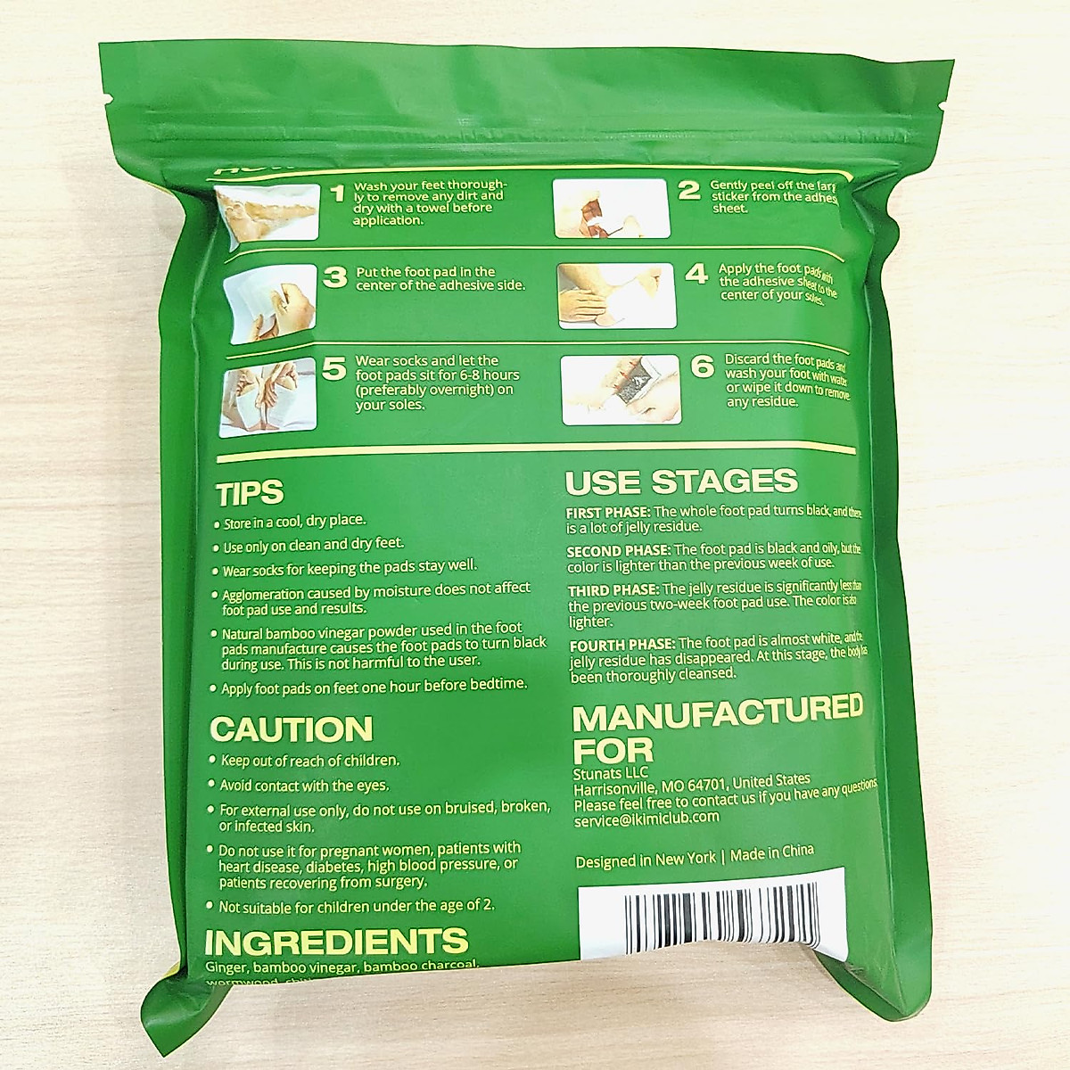 IKIMI 100 Ginger Foot Pads for Better Sleep, Stress Relief and Foot Care - Bamboo Vinegar and Wormwood Powder Patches