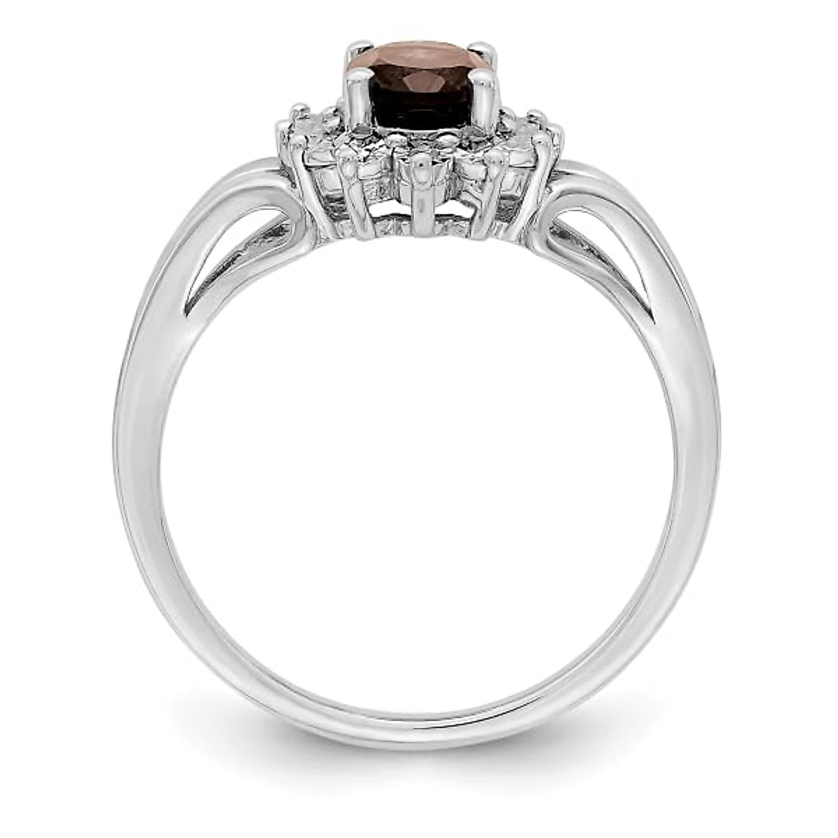 IceCarats 925 Sterling Silver Diamond Brown Smoky Quartz Ring Gemstone Band Size 7