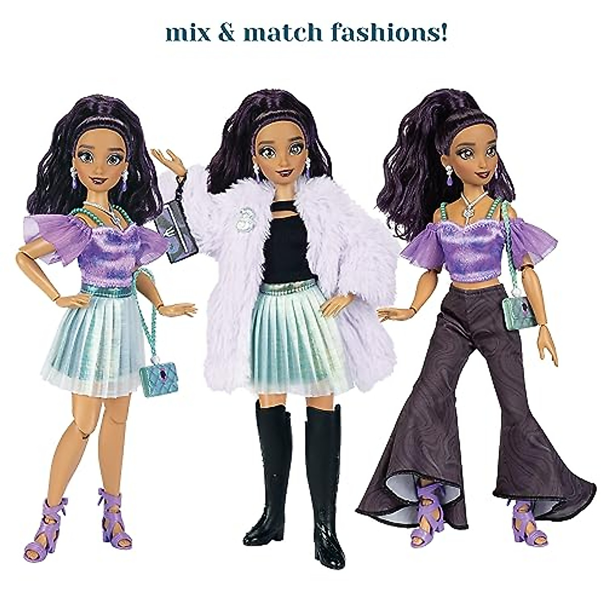 Disney ily 4EVER Dolls Disney 100 - Ursula 11.5" Tall with 13 Points of Articulation, Two Complete Mix-and-Match Outfits and Glittery Mickey Ring for You!