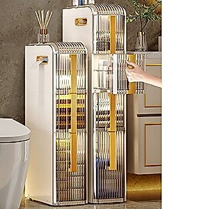 Narrow Slim Rolling Storage Cart and Organizer, 7.2 inches Kitchen Storage Cabinet Beside Fridge Small Plastic Rolling Shelf with Drawers for Bathroom,2 Tier