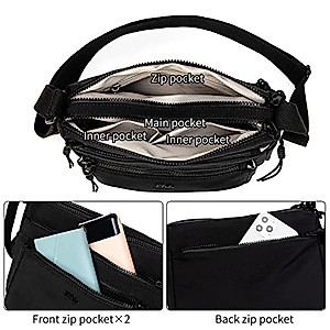 ETidy Casual Nylon Shoulder Bag For Women Waterproof Lightweight Bookbag Crossbody Purse Hobo Bag(Black)