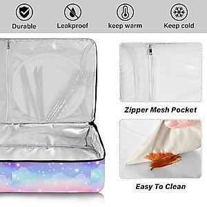 Kcldeci Insulated Thermal Food Carrier Insulated Casserole Carrier for Hot or Cold Food,Rainbow Unicorn (2) Insulated Tote Bag for Potluck Cookouts Parties Picnic,Lasagna Lugger