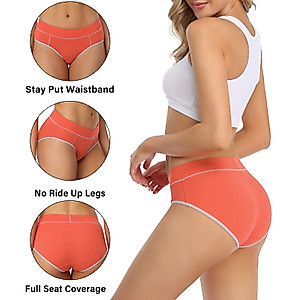 wirarpa Women's Cotton Underwear Stretch Mid Waisted Briefs Ladies Panties Multicolored X-Small