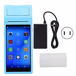 Ciglow Android POS Terminal Receipt Printer, 58mm Handheld Barcode Scanner Printer with 5.5in IPS Display, Support 8GB, WiFi, BT3.0/4.0, Blue, 110-240v(US)