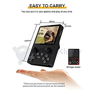 Powkiddy RGB20S Handheld Arcade Game Console, 3.5 Inch Retro Video Game Console, Open Source Game Player, Gift for Children (128G, Black)