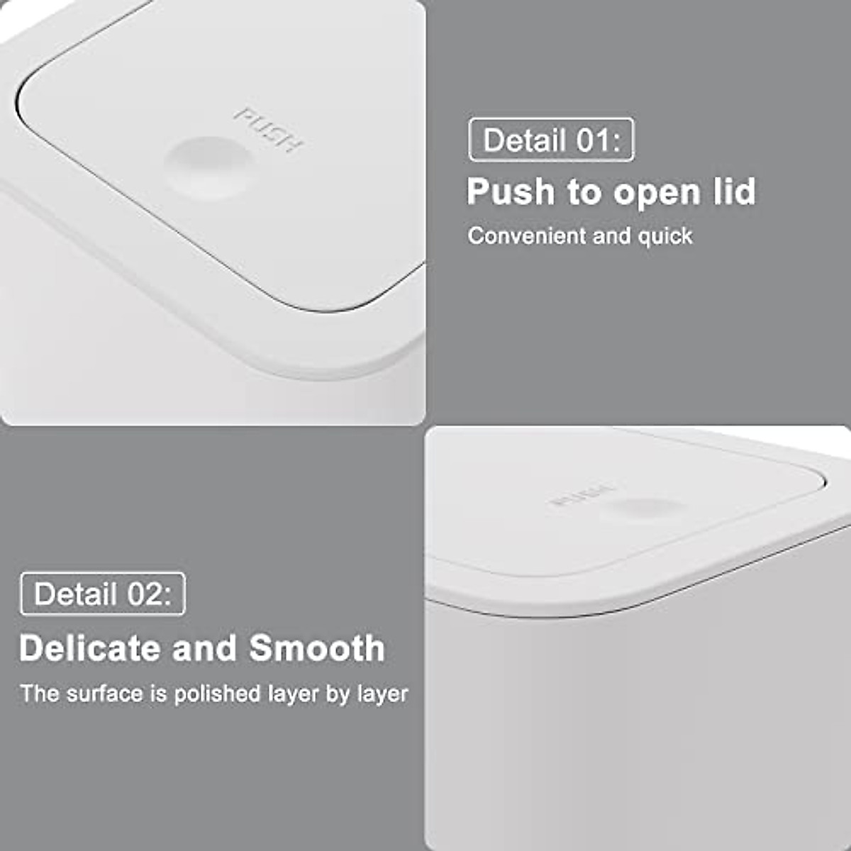 Yeebuuke 3 Pack 2.6 Gallon / 10 Liter Small Trash Can with Lid, Bathroom Garbage Can with Lid, Waste Basket for Bathroom, Kitchen, Bedroom, Laundry, Living Room, Dorm Room, Office - Cream