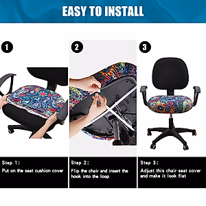 smiry Printed Office Computer Chair Seat Covers, Soft Stretch Washable Universal Rotating Desk Chair Seat Cushion Protectors - Paisley