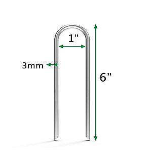 MySit 24 Pack 6 Inch Garden Stakes Heavy Duty 11 Gauge Galvanized Yard Staples U Pegs Fences Drip Irrigation Securing Stakes Loop Stake for Anchoring Lawn Drippers Soaker Hose