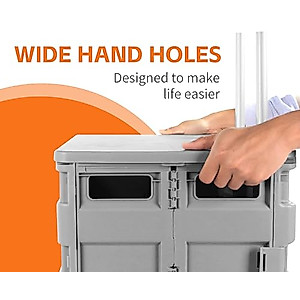 MaxWorks 50704 Collapsible Gray Rolling Folding Dolly Grocery Cart - Multi-Functional Teacher Dolly with Extra Storage, Durable Wheels, and Easy-to-Fold Design for Classroom, Office, Shopping