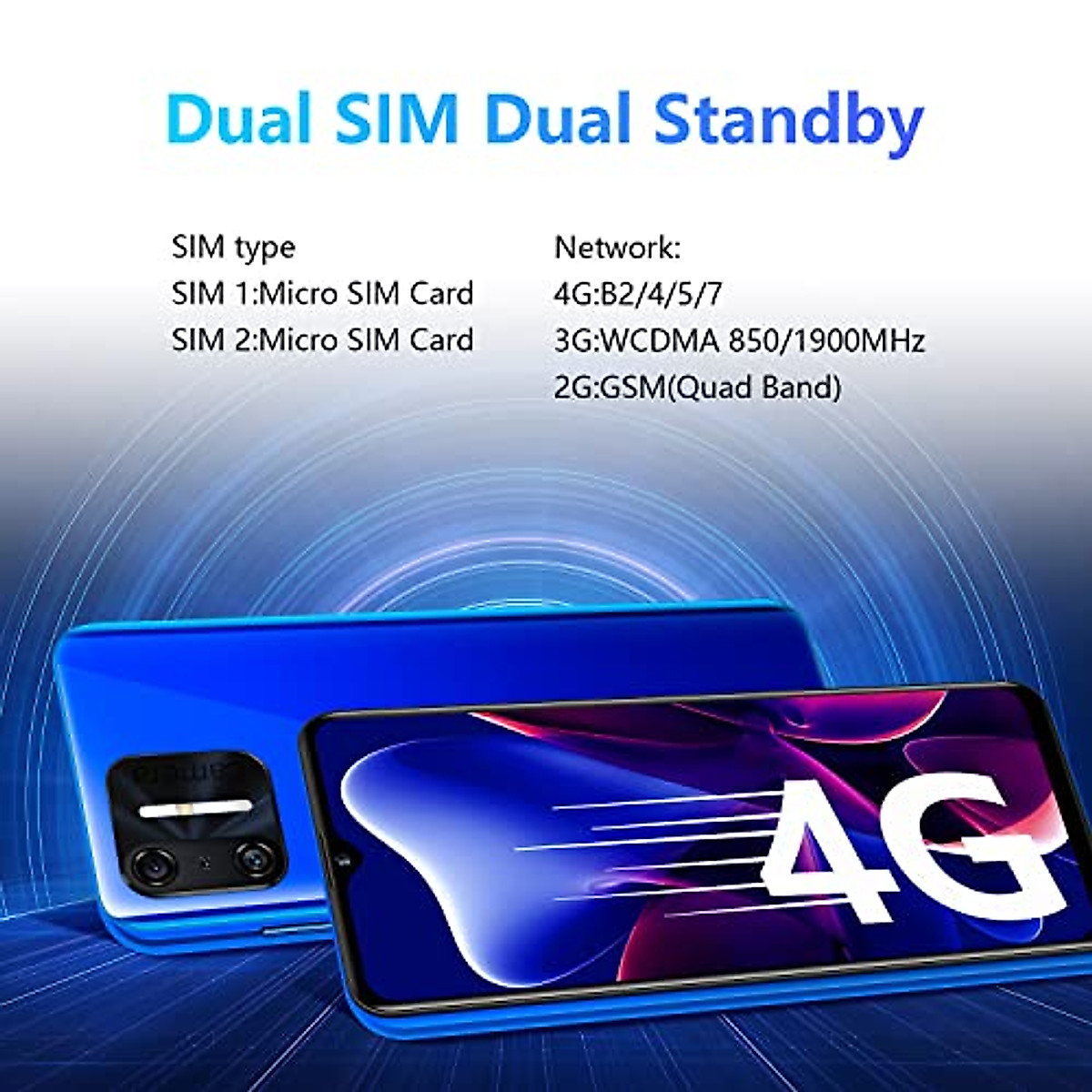 Xgody X13 Unlocked Smartphone, 6.1 Inch 2022 4G Dual SIM and Dual 5MP Camera Cheap Cell Phone, Android 9.0 OS Phones, 3000mAh Massive Battery, Face Recognition (Blue)