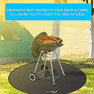 36" Round Under Grill Mat,DocSafe 4 Layers Fire Pit Mat,Fireproof Mat Protect Mat for Deck,Patio,Grass,Outdoor Charcoal,Smokers,Reusable Oil-Proof and Waterproof Indoor Fireplace Mat BBQ Floor Mat