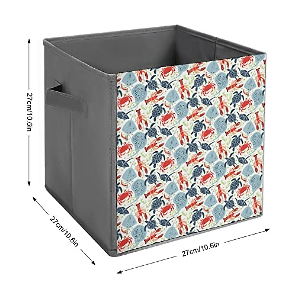 Sea Turtle Crayfish Collapsible Storage Bins Basics Folding Fabric Storage Cubes Organizer Boxes with Handles
