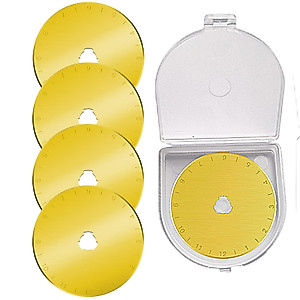 Rotary Cutter Blades, 45mm Replacement Blades 5Pack,Fits Fiskars,OLFA,Martelli,Dremel,Truecut,DAFA,Fabric Cutting Blades Refill for Quilting Scrapbooking Sewing Arts &Crafts,SKS-7,Titanium Coated