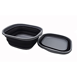 SAMMART 10L (2.6 Gallons) Collapsible Tub - Foldable Dish Tub - Portable Washing Basin - Space Saving Plastic Washtub (Dark Grey/Black (Set of 2))
