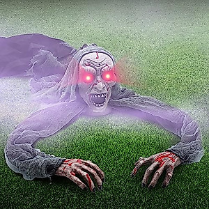 KiLiKuaLa Halloween Light-Up Animated Zombie Groundbreaker with Creepy Sound for Halloween Outdoor,Lawn,Yard,Garden,Patio Decorations