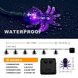 Oopswow Halloween Decor Spider String Lights, Solar String Light,2PACK 20ft 30 LED Outdoor Decorative Lights for Patio, Garden, Gate, Yard, Halloween Christmas Decoration (2Pack,Spider)