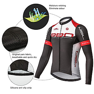 Mysenlan Men's Cycling Jersey Set Long Sleeve Bike Shirt 3D Padded Long Pants Bicycle Tights Clothing (Black, Small)