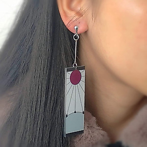 4 Pcs Demon 鬼滅 Slayer Mini Figures with Tanjiro Earrings, 1.77 Inch Anime Figure Set, Tanjiro Pop Figure Statues for Car Home Decoration