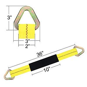 Robbor Axle Strap with D-Ring and Protective Sleeve 36 in. x 2 in Axle Tie Down Straps Offer 3333 Lb. Capacity (WLL) 10,000 Breaking Strength Heavy Duty Car Axle Tow Straps