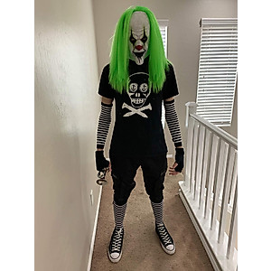 Bienvenu Women Stretch Striped Socks Knee High Stockings Long Arm Warmer Fingerless Mitten Gloves,White