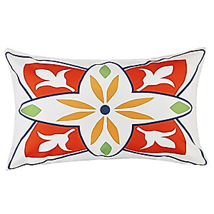 Pyonic Outdoor Lumber Pillow Covers Waterproof Throw Pillow Covers for Patio Furniture Decorative Boho Pillow Case 12x20 Floral Printed for Patio Tent Couch Garden Set of 4,Orange