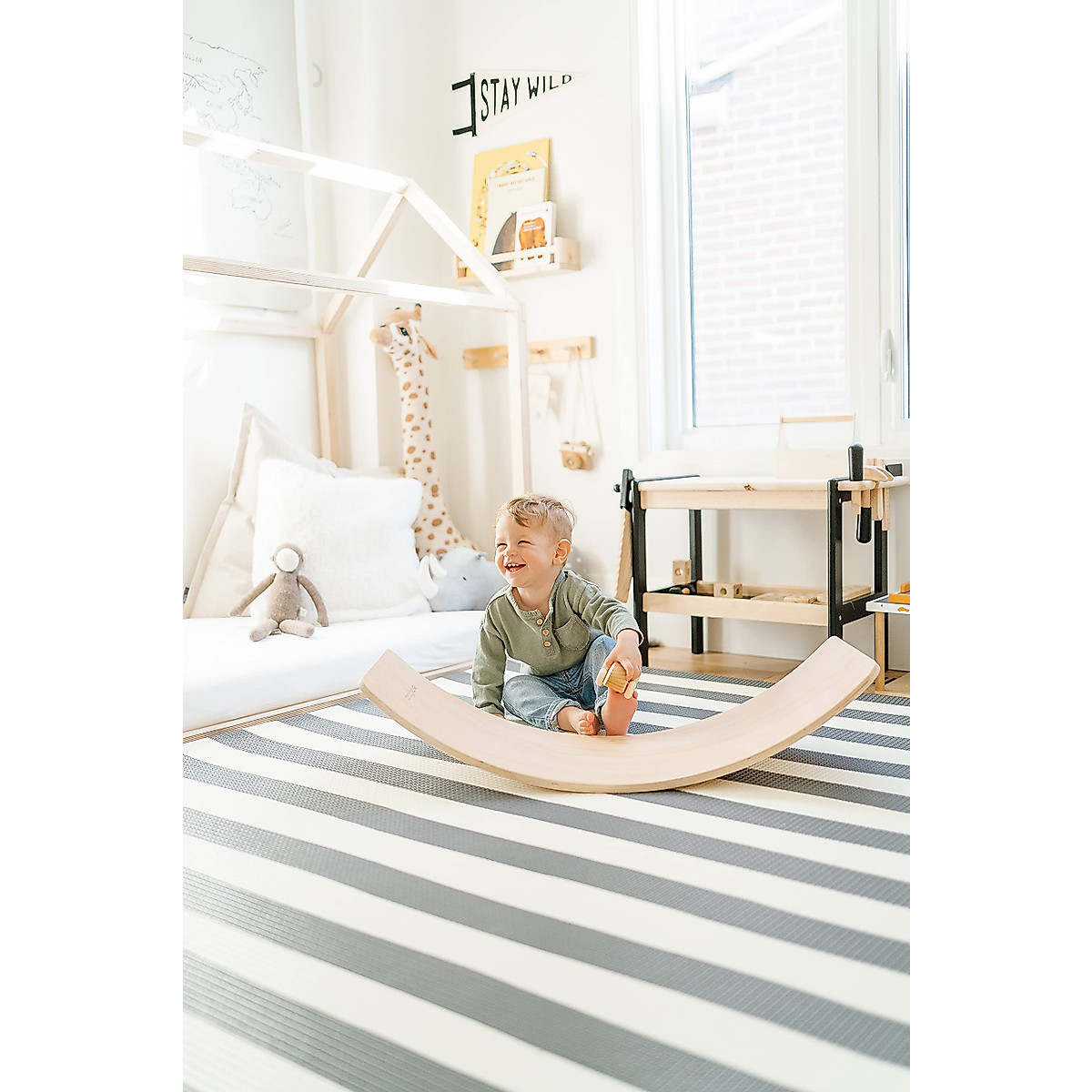 Large Waterproof Thick Padded Foam Baby Play Mat for Infants, Babies, Toddlers - for Play, Crawling & Tummy Time - 70 x 59 in. - Reversible, Double-Sided, Non-Toxic, Non-Slip Playmat - Grey Geo/Stripe