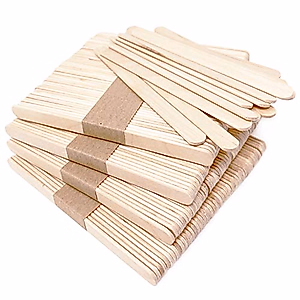 Makerstep 200 Natural Wood Craft, Popsicle Sticks for Crafts 4.5 Inch, Waxing Spatulas, Epoxy Resin Stirring, Ice Cream Candy Making and Garden Markers. Smooth, Splinter-Free, Wooden Wax Sticks