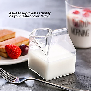 Cocktail Glasses Glass Milk Carton Box Glass Mixing Cups,House Shape Glass Cup, Transparent Milk Glass Cup, Milk Pourer, Glass Cup for Pour Coffee Milk Water Glass Cup,Mini Square Container Pitcher