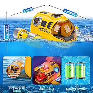 Chifafortoo Remote Control Boat Pool Toys for Kids 6+, 2.4ghz Fast Mini RC Boat with Spray Gasboat and Led Lights Water Toy for Swimming Pool & Lakes, 2 Rechargeable Batteries