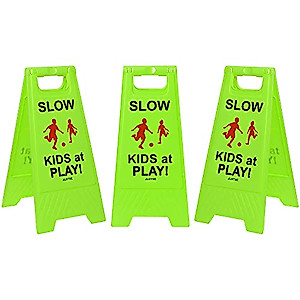 Juztec Slow Children Playing Sign For Street, Caution Kids At Play Safety Sign, Down crossing traffic signs outdoor (3 Pack)