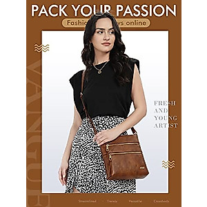 Vangue Crossbody Bags for Women, Medium Size Zipper Pocket with Adjustable Strap Crossbody Purse (Brown)