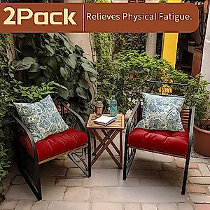 Focuprodu Set of 2 Outdoor Chair Cushions 19x19 Thickened and Durable Patio Furniture Cushions, All-Weather Wicker Chair Cushions for Outdoor/Indoor Use (Vermillion)
