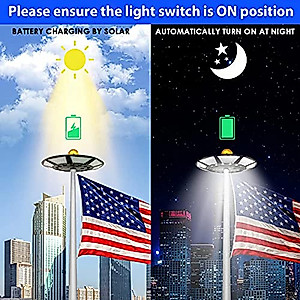 enrybia Solar Flag Pole Light Outdoor Dusk to Dawn, 266 led Light, 4200lm Super Bright Flag Pole LED, for Most 15 to 25 Ft In-Ground Flag Poles, Fits 0.5" Wide Flag Ornament Spindles (Black)