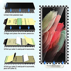 [2+2 Pack] EGV Compatible for Samsung Galaxy S21 Ultra 5G 6.8-inch, Flexible TPU Screen Protector and Tempered Glass Camera Lens Protector [Support Fingerprint Reader] [Easy Installation] Model No.ZZU