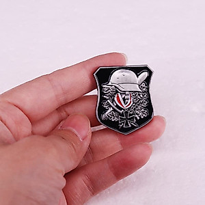 Prussian Iron Cross Medal German Helmet Emblem Oak Leaf Enamel Pin Metal Badge Brooch for Military Fans