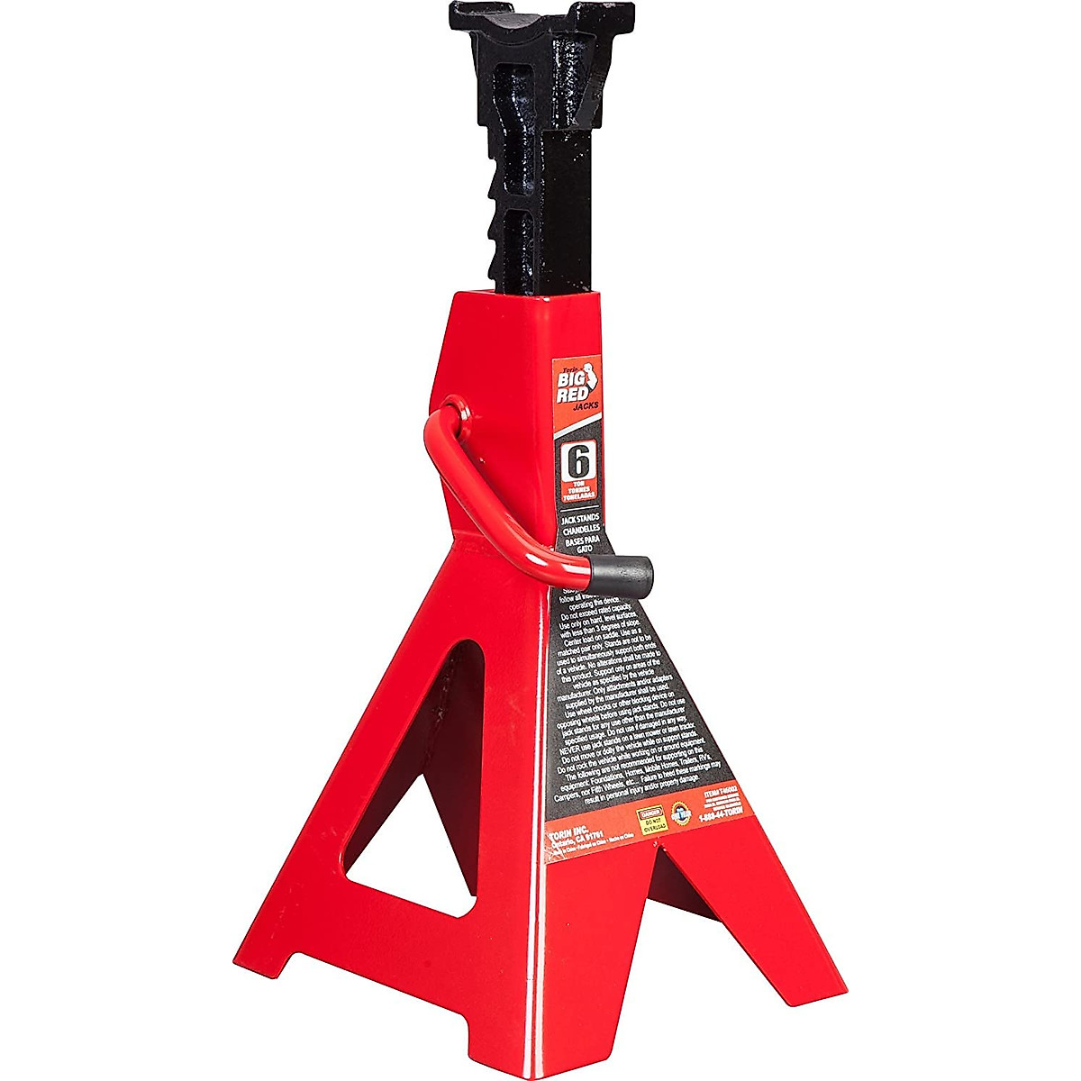 BIG RED AT46002R Torin Steel Jack Stands: 6 Ton (12,000 lb) Capacity, Red, 1 Pair