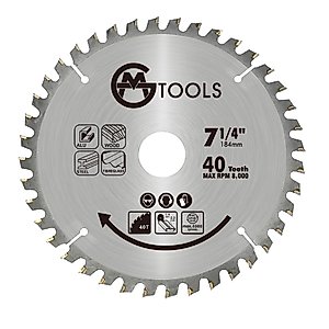 GMTOOLS 7-1/4 Inch 40 Teeth Carbide Tipped Circular Saw Blade with 5/8-Inch Arbor, Professional ATB Finishing Woodworking Saw Blade for Plywood, Laminate, Ripping Wood, Crosscuts Wood, 1-Pack