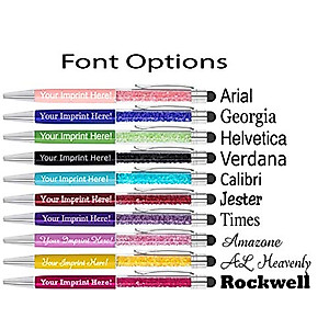 Express Pencils™ - Personalized Crystal Pens with Stylus - Metal Gem Pen - Custom Metallic Printed Name Pens with Black Ink - Imprinted with Message | Ideas for Her | 12 pcs/pack (Assorted)