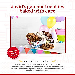 David’s Cookies Birthday Cookie Gift Basket - Gourmet Cookies with Chocolate Chips, Pecan Butter Meltaways, Brownies – Deliciously Flavored Cookies & Brownies with Themed Crate - Ideal Gift for Corporate Birthday Fathers Mothers Day Get Well and Other Spe