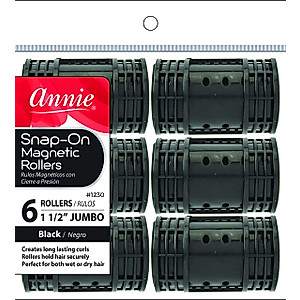 Annie Snap on Magnetic Rollers 1 1/2" Black 6pack