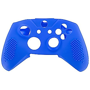 eXtremeRate Soft Anti-Slip Dark Blue Silicone Controller Cover Skins Thumb Grips Caps Protective Case for Xbox One X S Controller - Blue