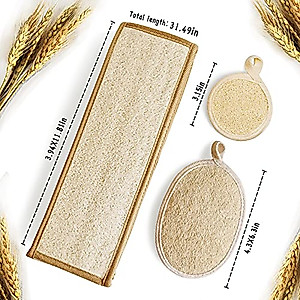 Natural Loofah Sponge Back Exfoliating Scrubber Combo Set, Seep Cleansing Skin and Facial Loofah Pad