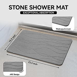 DIKENLAND Stone Bath Mat, Diatomaceous Earth Bath Mat Stone, Non-Slip Stone Shower Mat for Bathroom, Quick Drying Stone Bath Mat Large, Super Absorbent Bath Stone Mat 23.5" x 15.5"