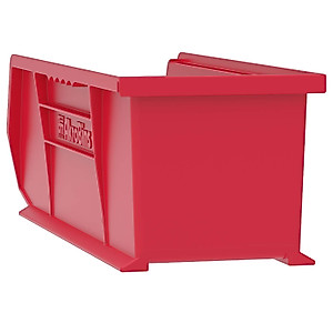 Akro-Mils 30234 AkroBins Plastic Storage Bins, Space-Saving Stackable Bins, Garage Organization Bins, Pantry Organization, Craft Storage, 15-Inch x 5-Inch x 5-Inch, Red, 12-Pack