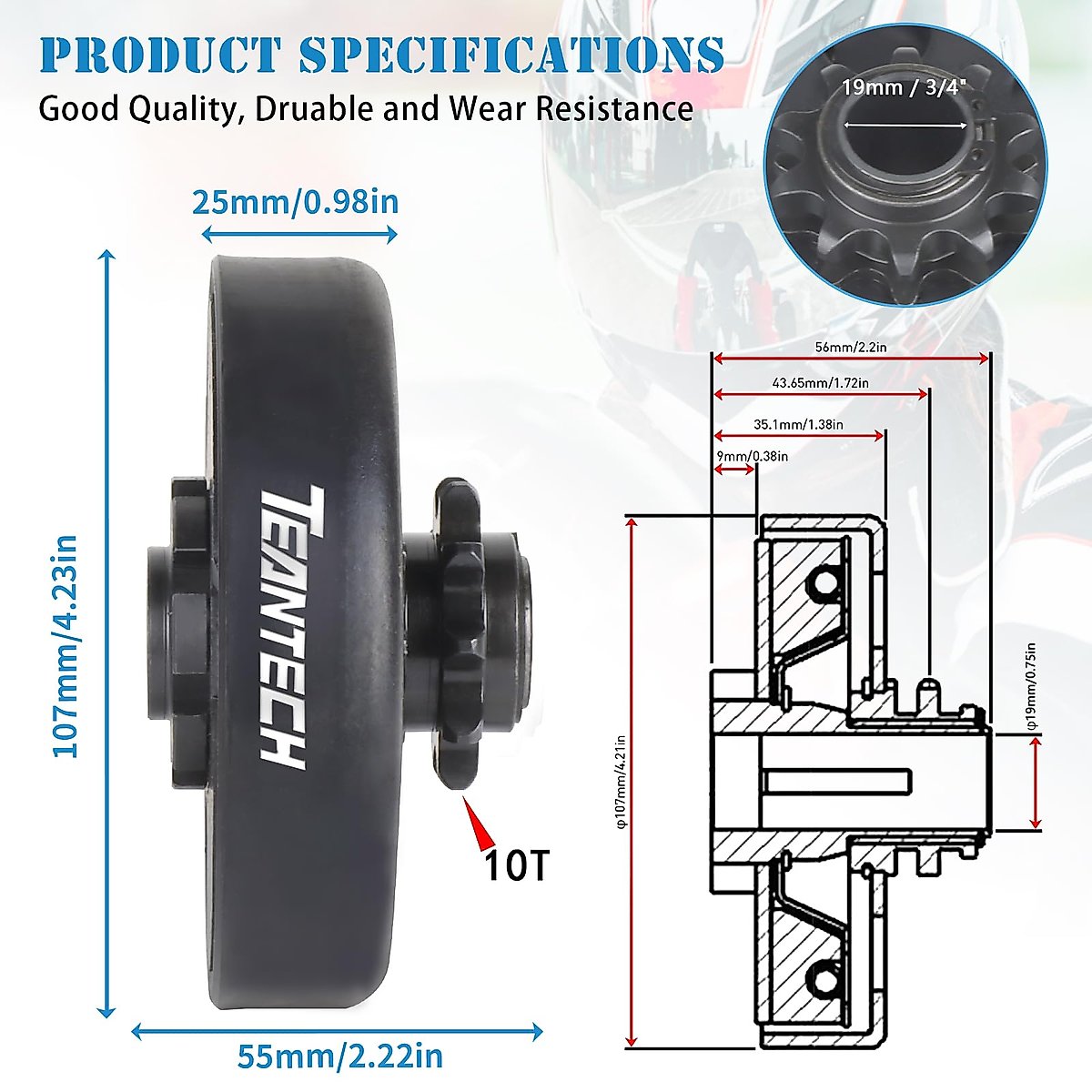 Go Kart Clutch 3/4" Bore 10T for 212cc Predator Engine Go Kart Minibike Honda Kart Engines (3/4" Bore 10T)…