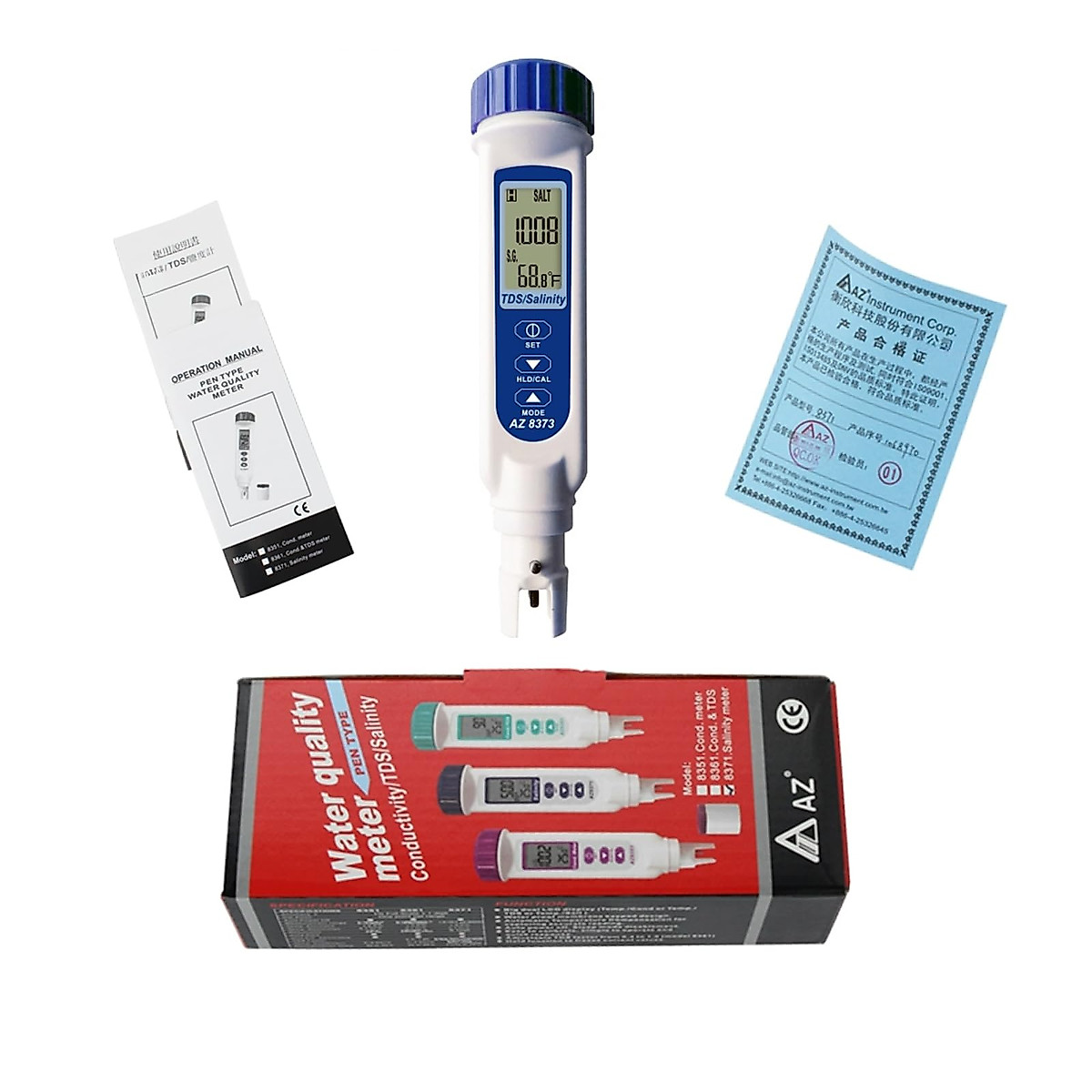 AZ8373 TDS & Salinity Meter Pen Type TDS Salinity Tester Water Quality Meter Water Quality TDS and Salinity Tester AZ-8373